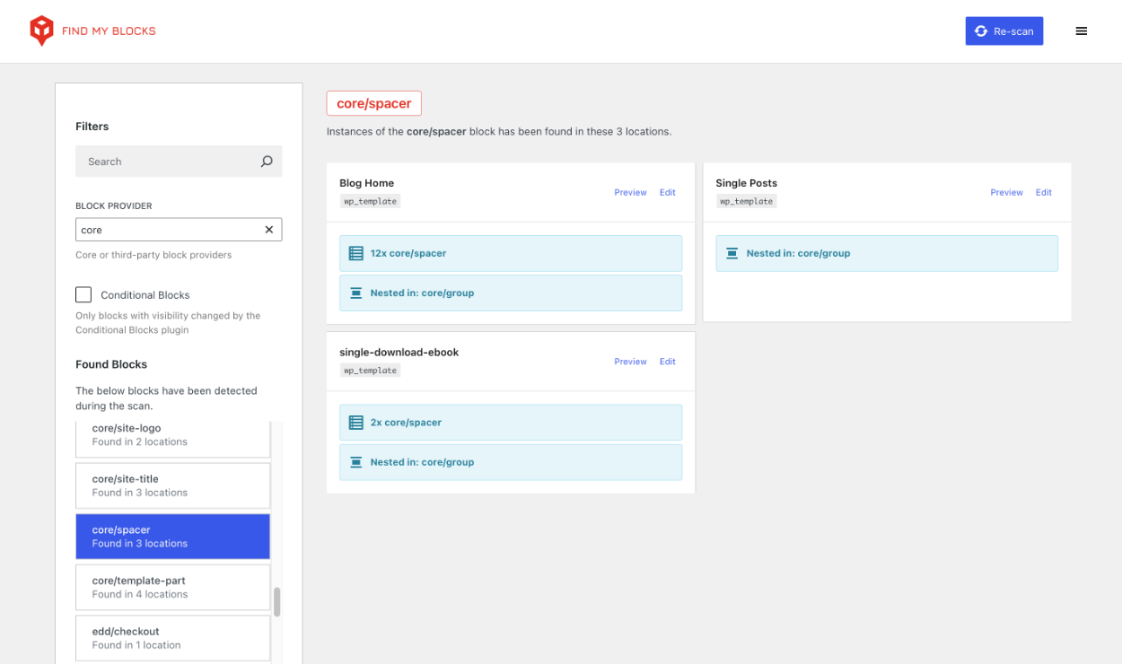 Find My Blocks - The #1 tool for locating WordPress block across your site